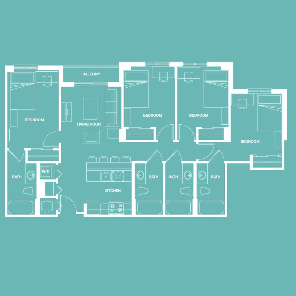 Spacious 4-Bedroom Apartments for Students Near FIU, Miami
